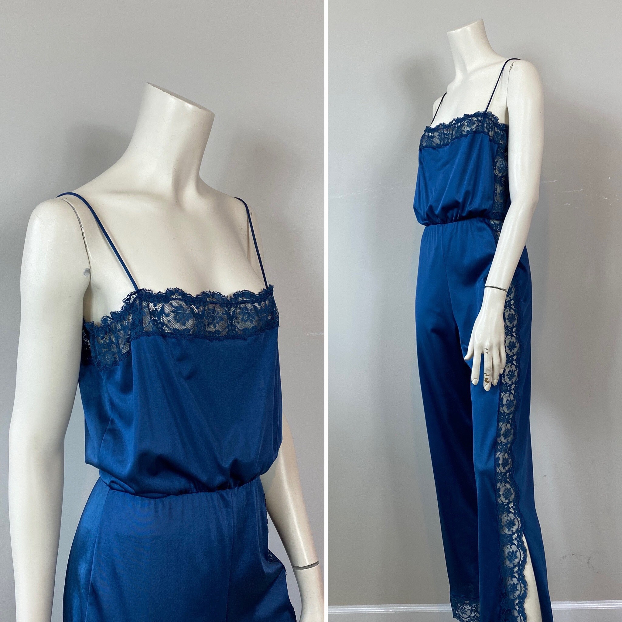 Vintage Olga 9542 Peek-a-boo Lace Side Panel Midnight Blue - Etsy