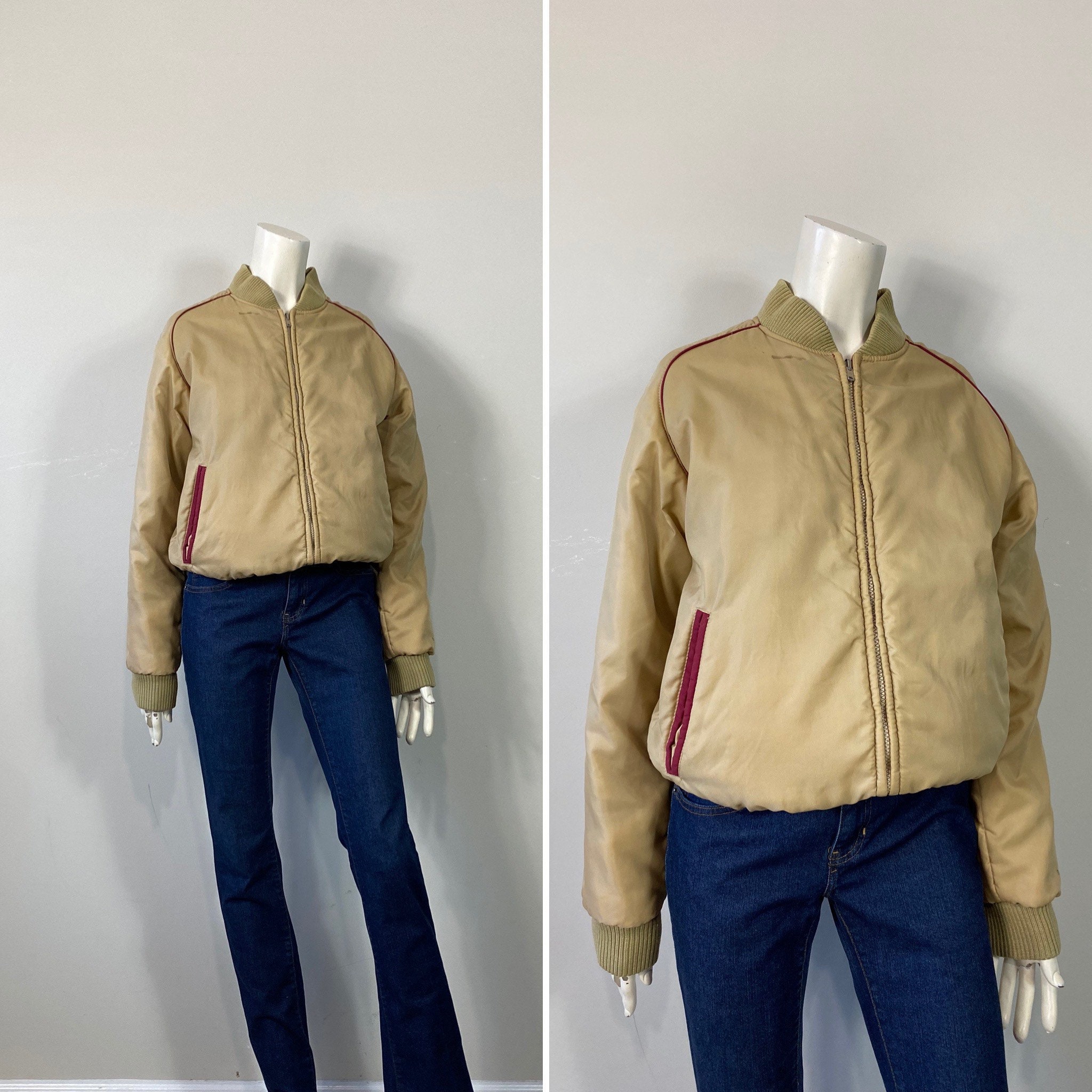 70s 80s Reversible Bomber Jacket| Vintage Reversible Coat| Burgundy ...