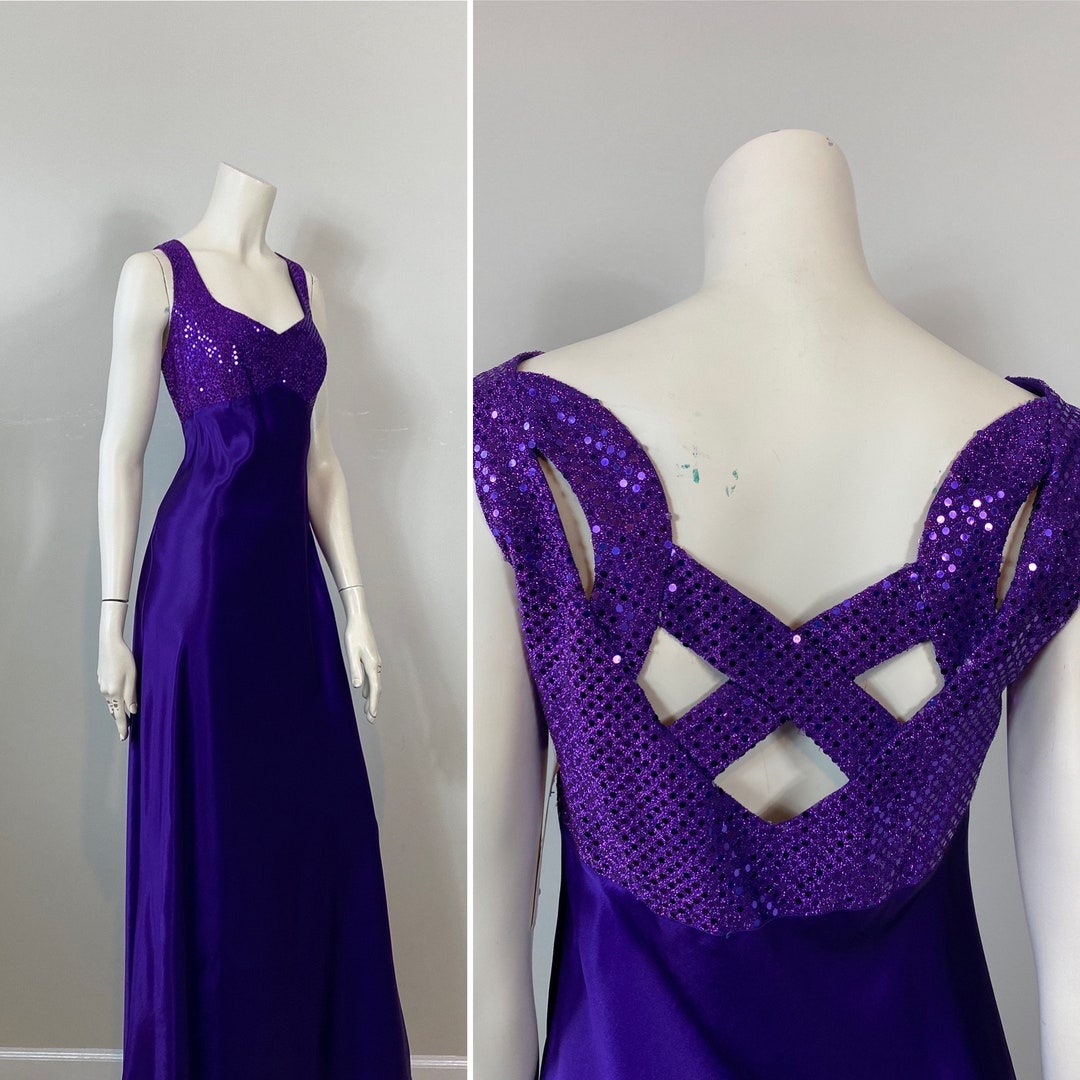 90s Y2K Prom Dress NWT 90s Steppin Out Purple Sparkle Bodice Satin ...
