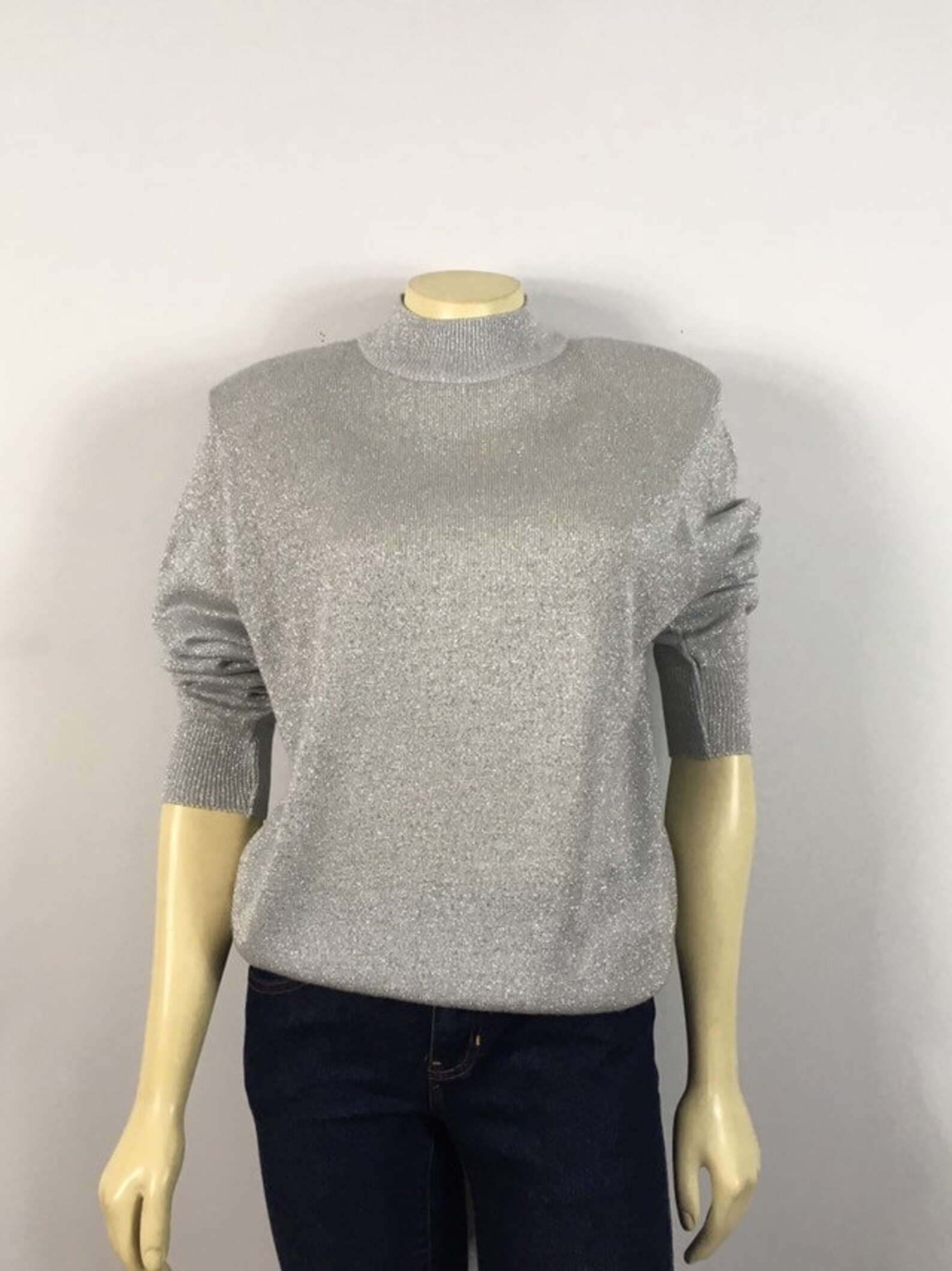 80s 90s Silver Knit Top Rochelle California Metallic Silver | Etsy