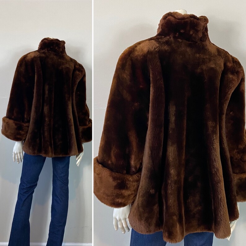Vintage Fur Coat 50s 60s Mutton Fur Coat 50s 60s Brown Fur Dress Coat ...