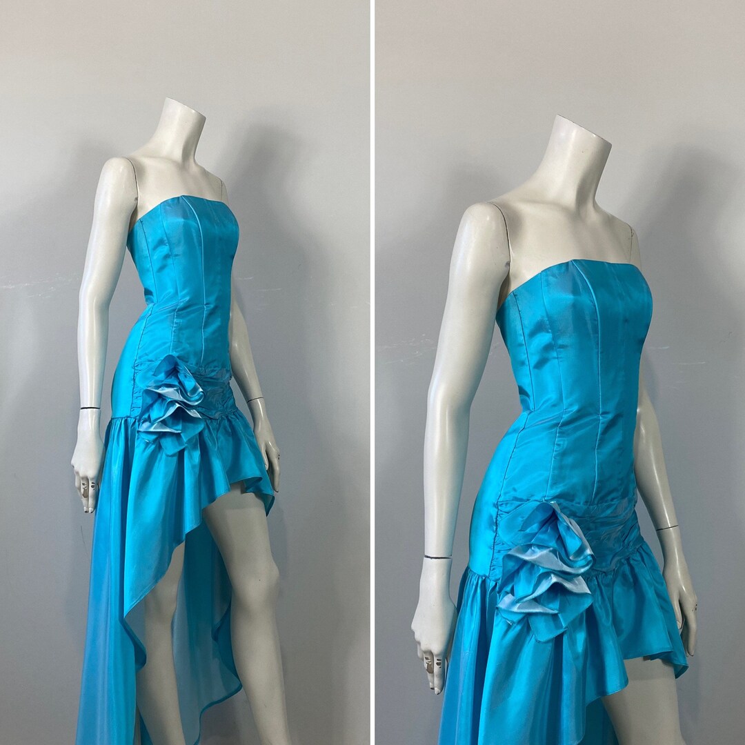 Y2K Prom Dress Y2K Shimmering Turquoise High-low Prom Dress Gunne Sax ...