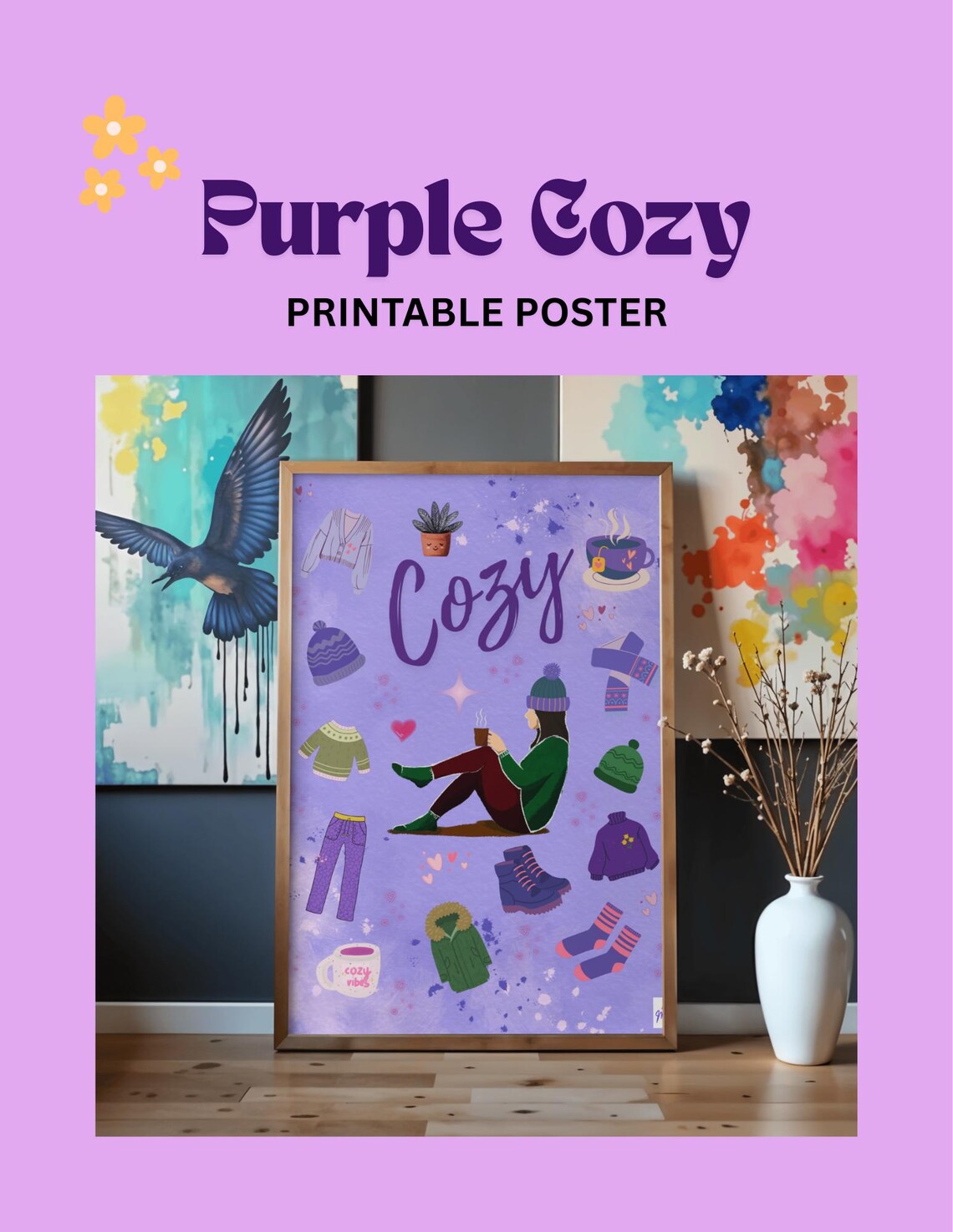 Purple Cozy Wall Art Printable Poster | 8.5x11 Digital Download ...