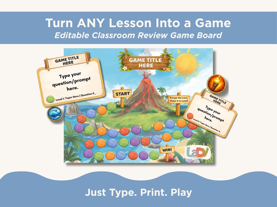 Editable Classroom Review Game Template | Printable Board Game | Any ...