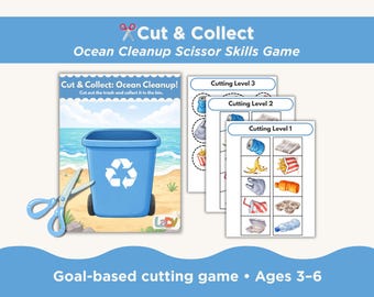 Scissor Skills Printable | Ocean Cleanup Cutting Practice Game PDF ...