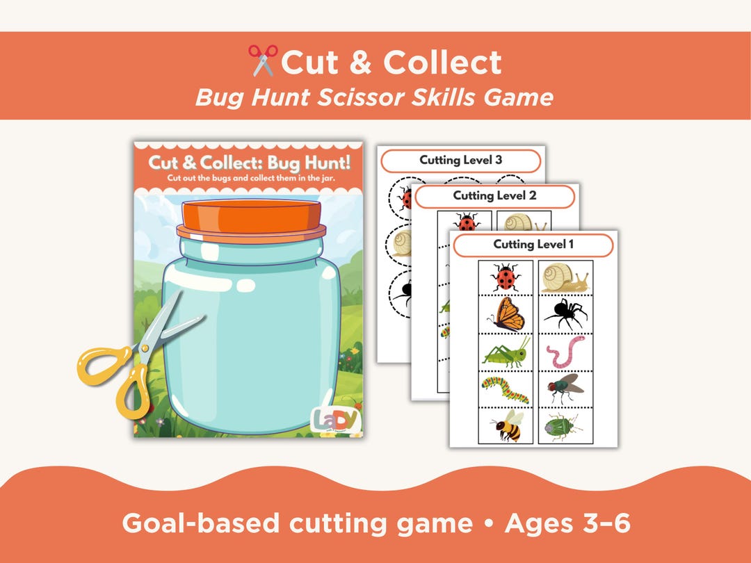Scissor Skills Printable | Bug Hunt Cutting Practice Game PDF | Fine ...