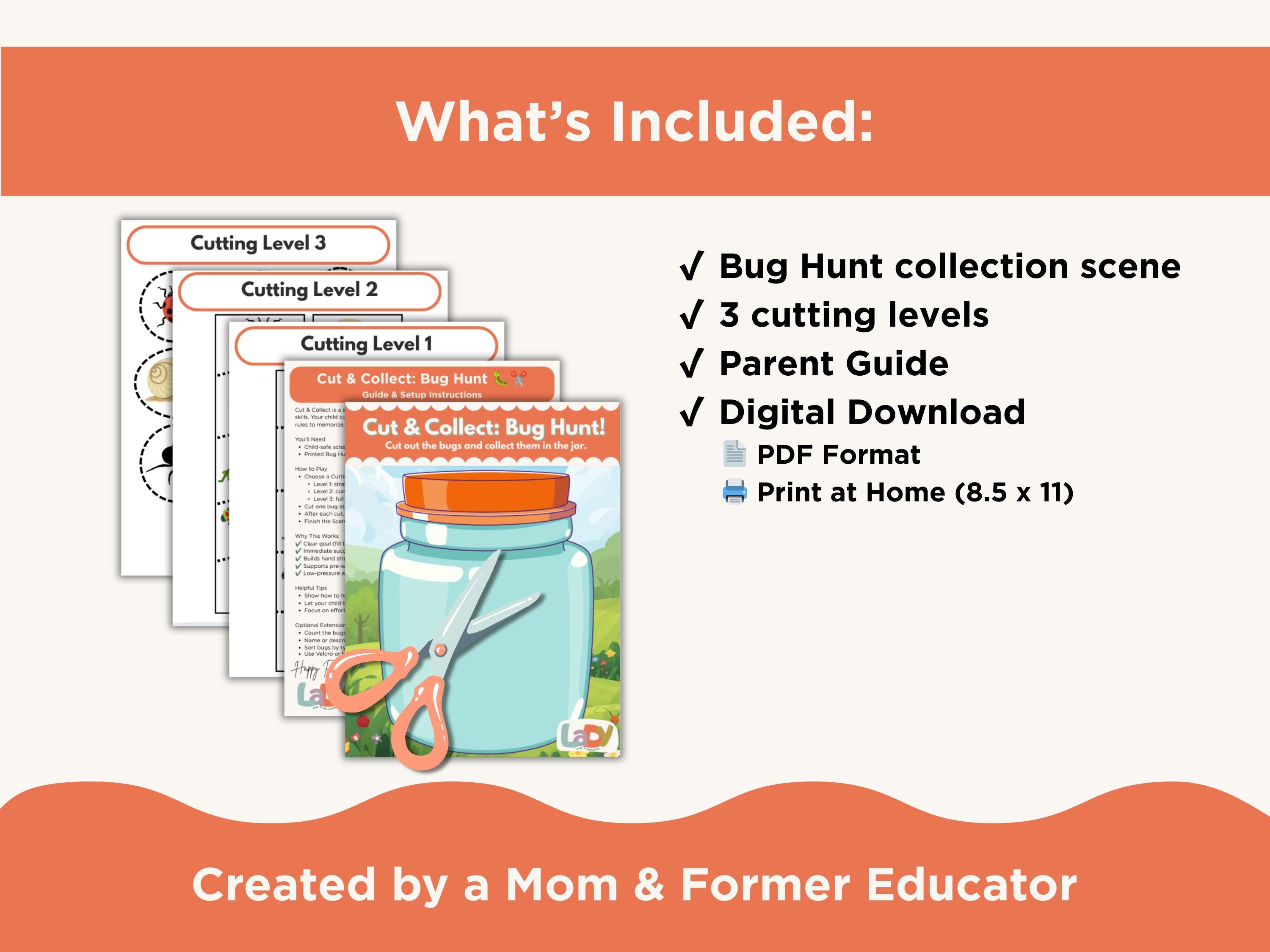 Scissor Skills Printable | Bug Hunt Cutting Practice Game PDF | Fine ...