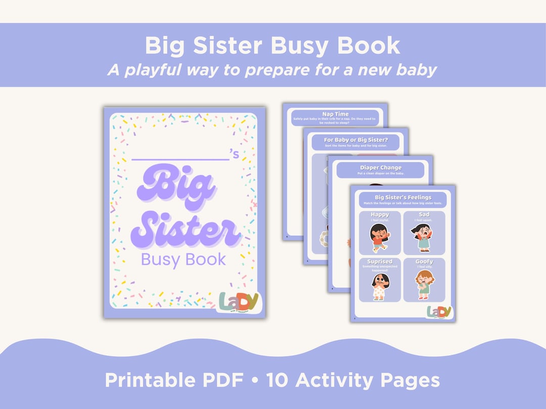 Big Sister Busy Book Printable | New Baby Activity Book | Toddler Busy ...