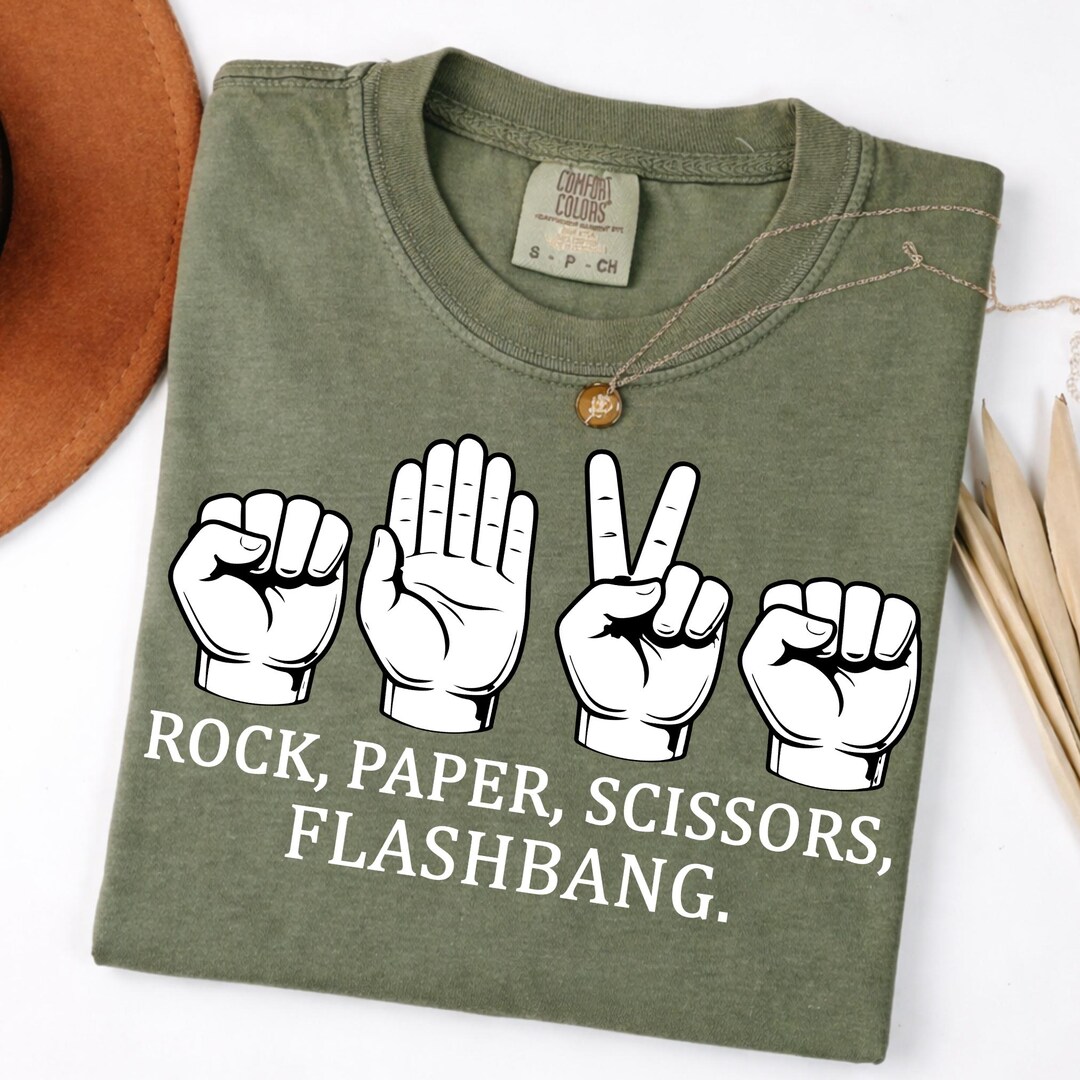Rock Paper Scissors Flash Sign Language Funny T-shirt Political Satire ...