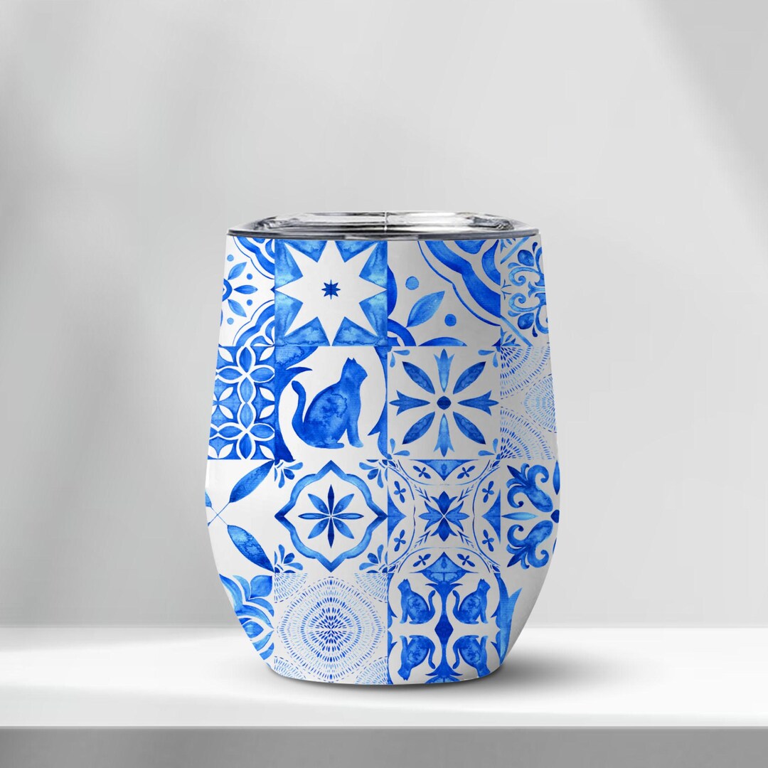 Talavera Tiles - Talavera Pattern 12 Oz Edge-to-edge Wine Tumbler - Etsy