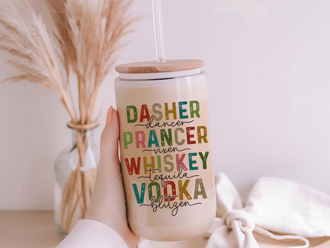 Funny Christmas Tumbler - Reindeer Names - Whiskey Tequila Vodka ...