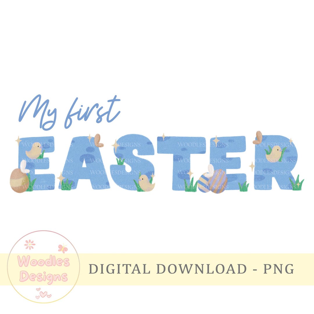 First Easter Blue Chicks and Easter Eggs PNG - Easter Sublimation Design - Easter Bunny - First ...