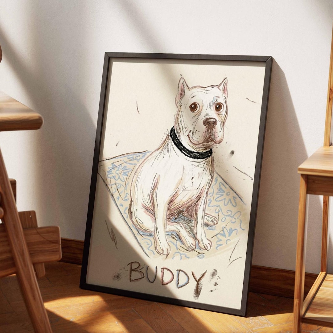 Custom Badly Drawn Cat Portrait, Personalized Pet Wall Art, Custom ...
