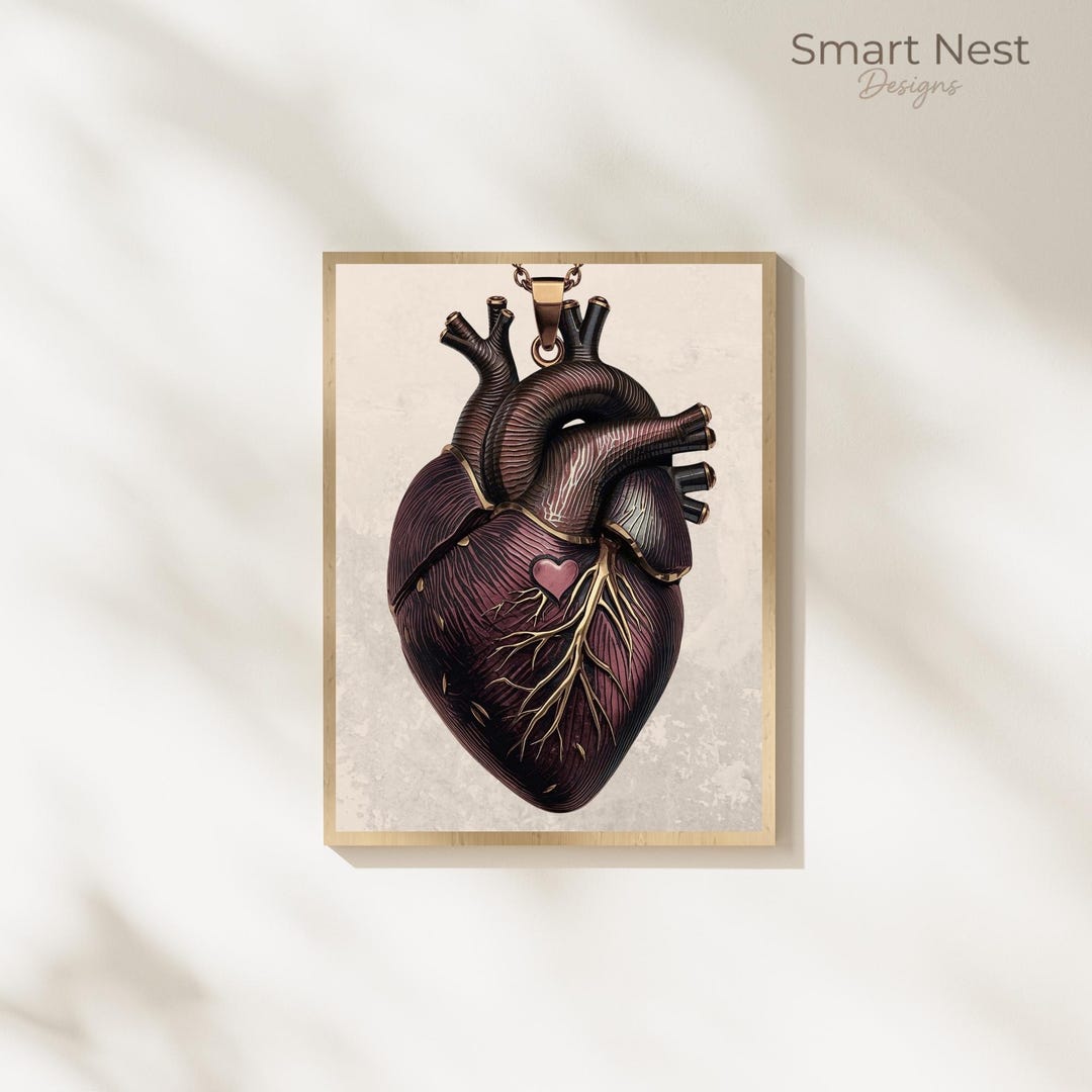 Anatomical Heart Locket Wall Art Valentines Day Printable Digital ...