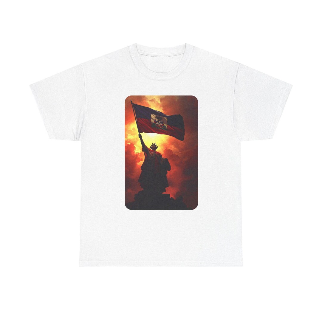 Statue Silhouette Holding Flag T-shirt | Dramatic Sunset Patriotic Tee ...