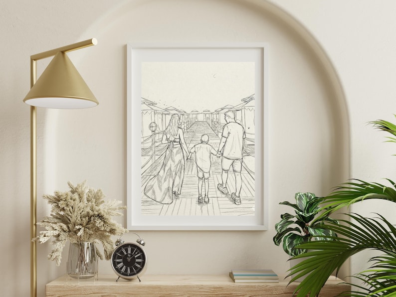 Custom Faceless Portrait, Couple Line Art Sketch, Personalized ...