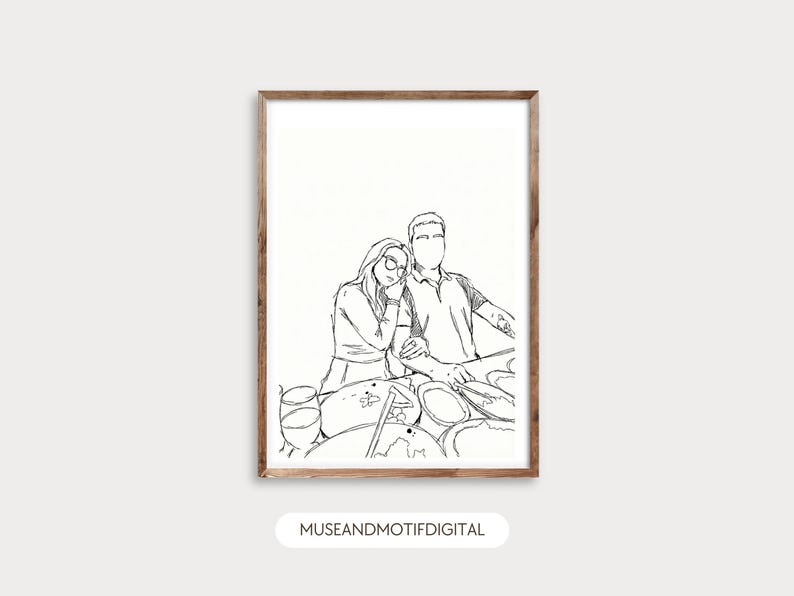 Custom Faceless Portrait, Couple Line Art Sketch, Personalized ...
