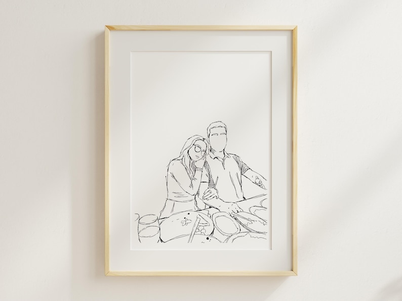 Custom Faceless Portrait, Couple Line Art Sketch, Personalized ...