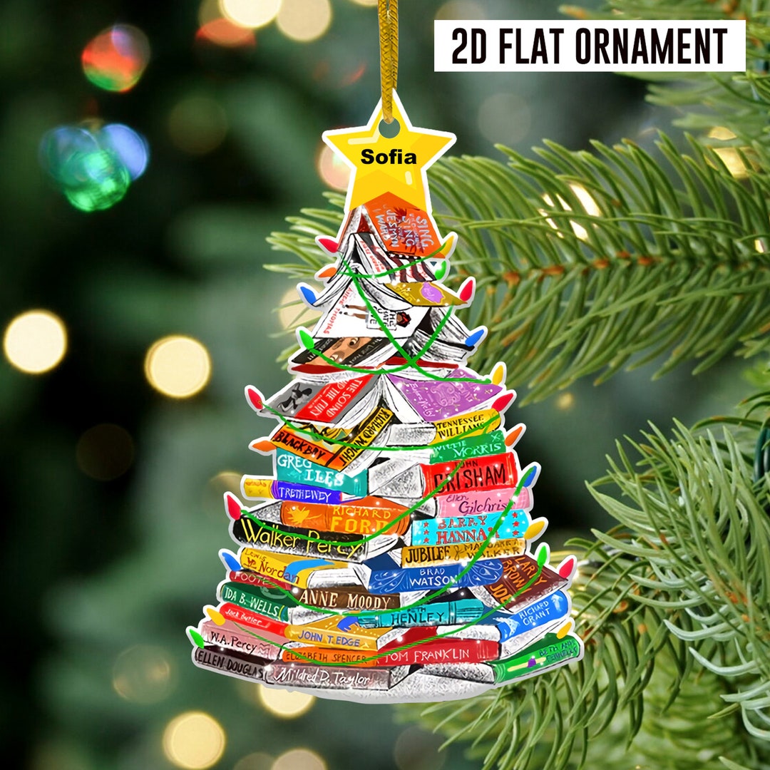 Personalized Book Christmas Tree Shape Ornament Book Lovers - Etsy