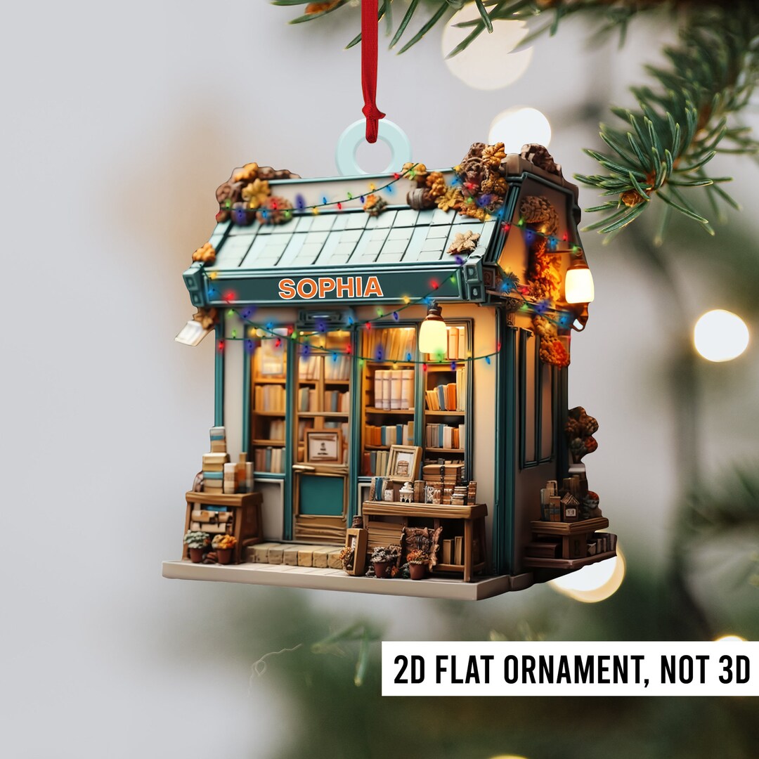 Personalized Book Store Christmas Ornament Custom Bookshop - Etsy