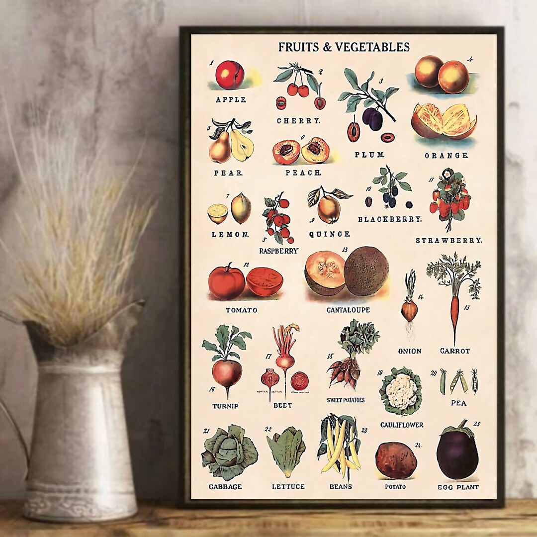 Fruits and Vegetables Poster Vintage Fruits and Vegetables - Etsy