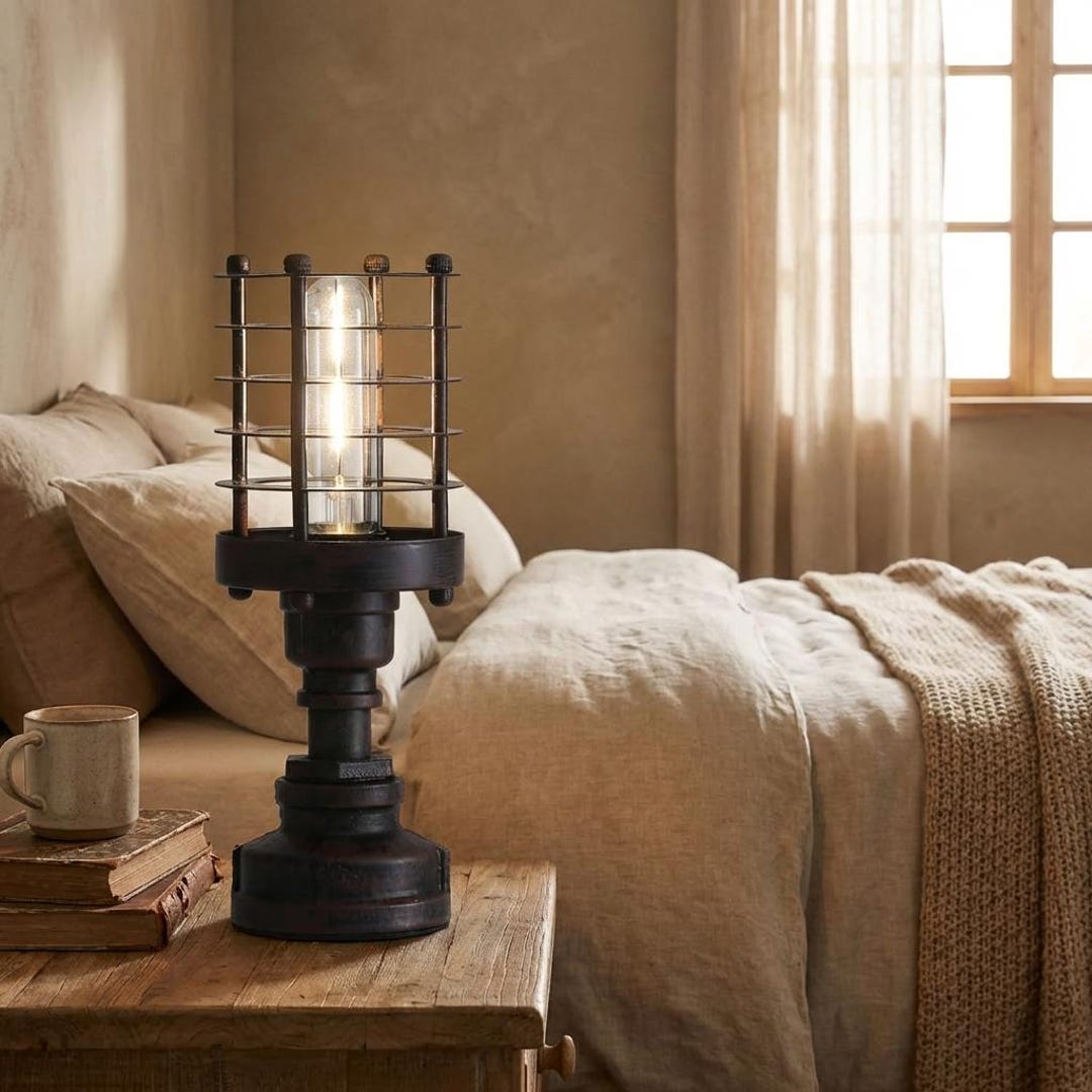 Steampunk Industrial Pipe Table Lamp Base - Vintage Edison Desk Lamp ...