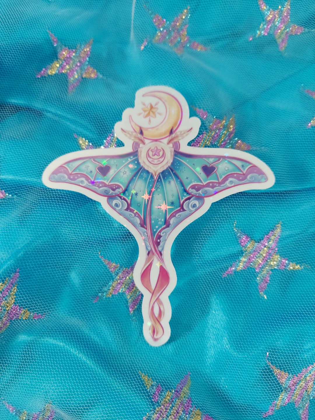 Magical Girl Moth Wand Holographic Vinyl Stickers - Etsy