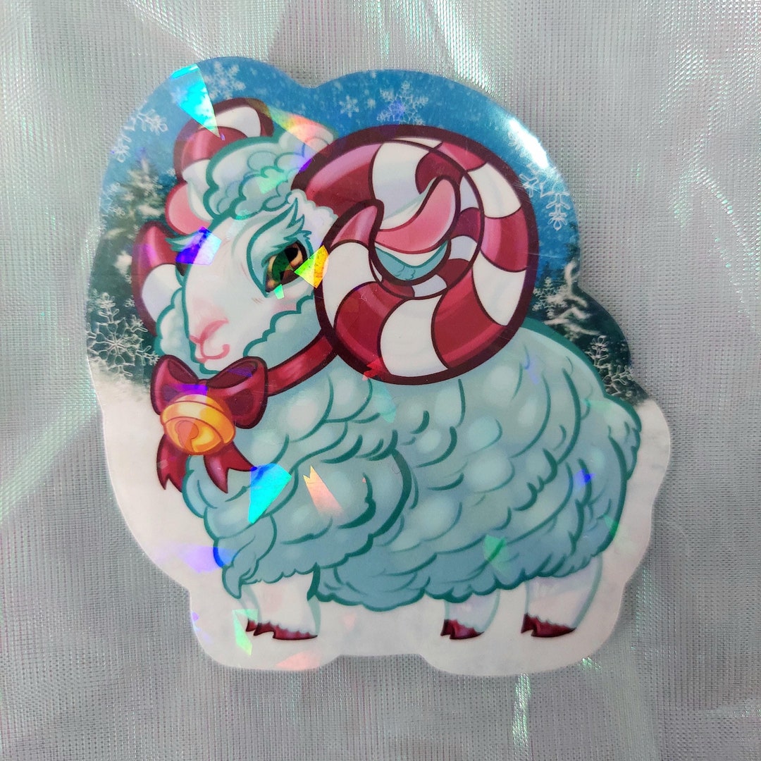 Peppermint Candy Ram Holographic Vinyl Stickers - Etsy