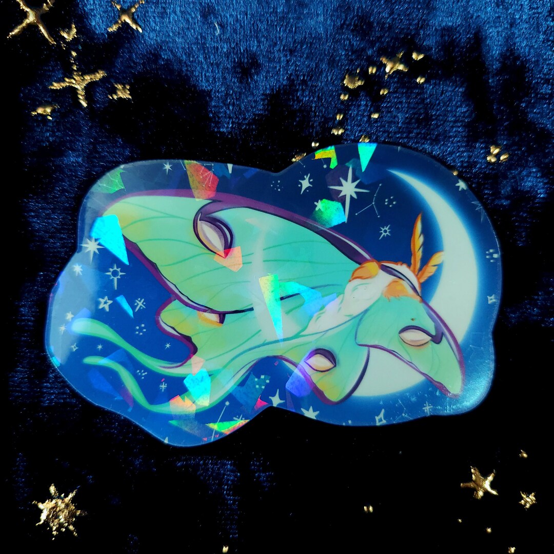 Goodnight Luna Moth Midnight Holographic Stickers - Etsy