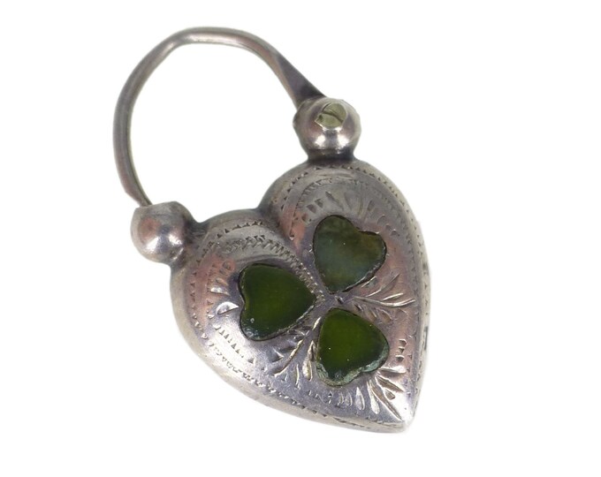 Antique Edwardian Silver Connemara Shamrock Heart Locket - Etsy