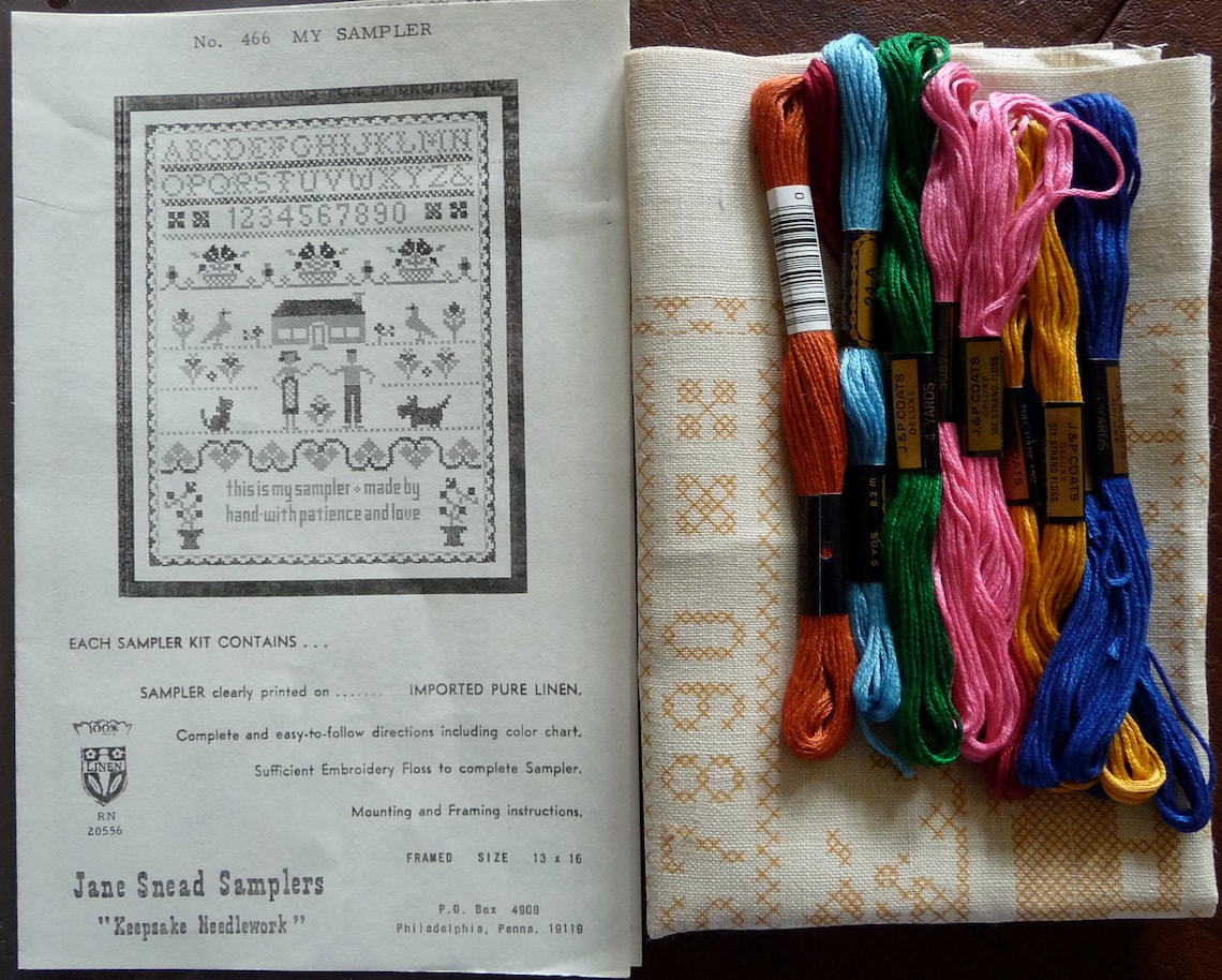 Jane Snead Samplers Vintage Stamped Cross Stitch Kit 466 My Sampler - Etsy