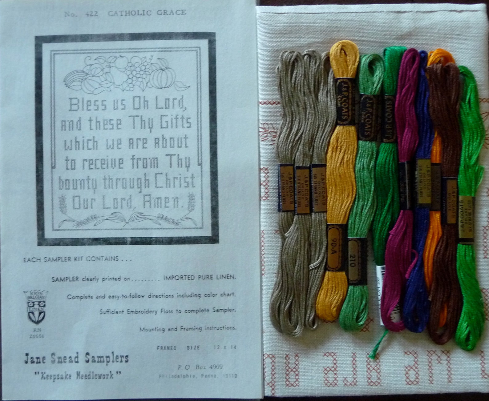 Jane Snead Samplers 422 Catholic Grace Sampler Vintage Cross Stitch ...