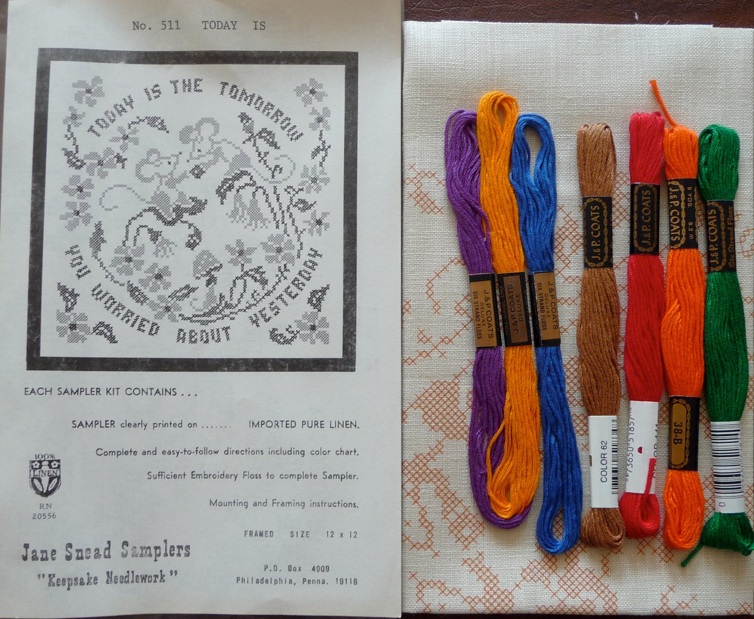 511 Today is Sampler Vintage Jane Snead Samplers Embroidery Kit - Etsy