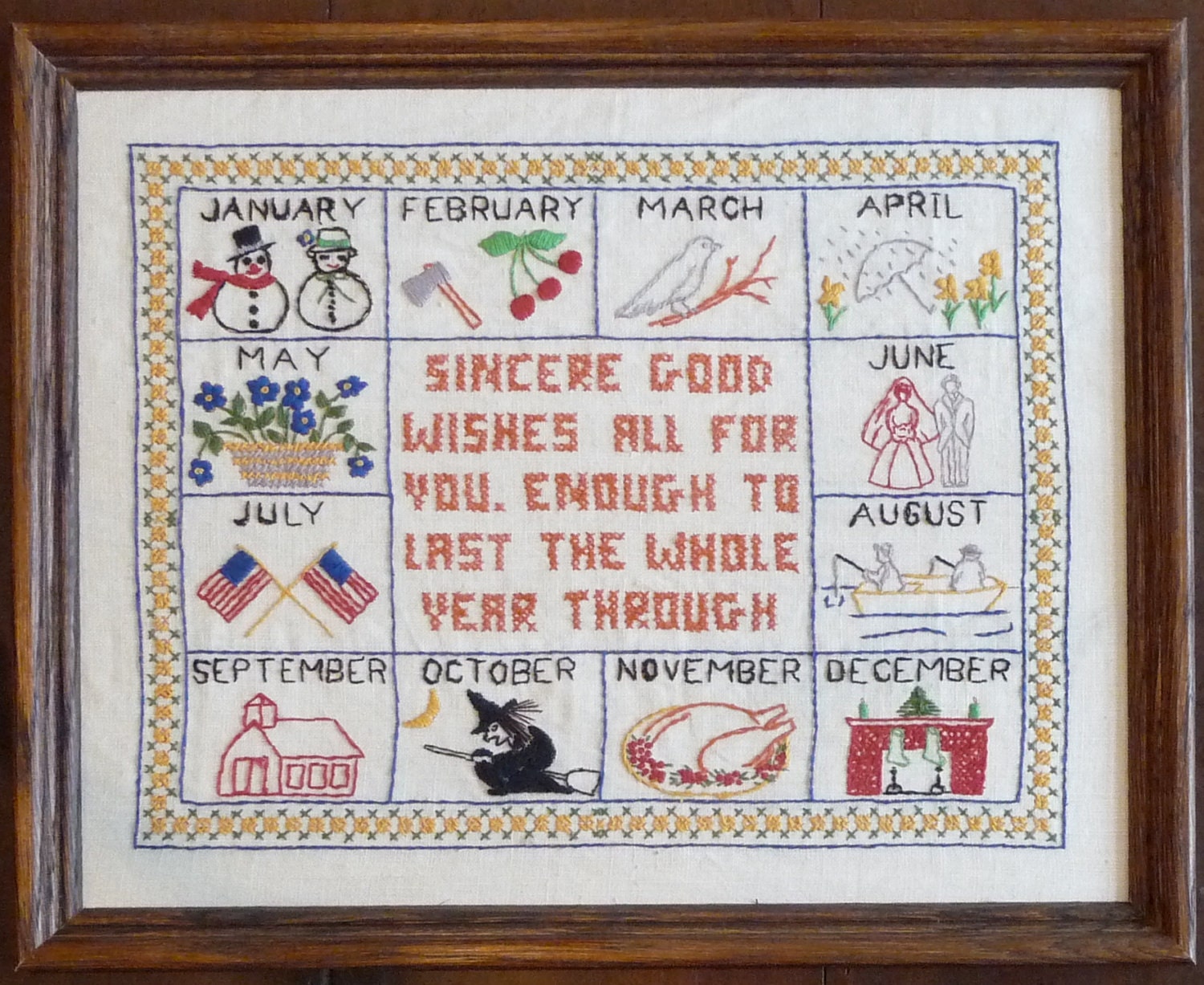 Jane Snead Samplers 415 Good Wishes Vintage Cross Stitch Embroidery Kit ...
