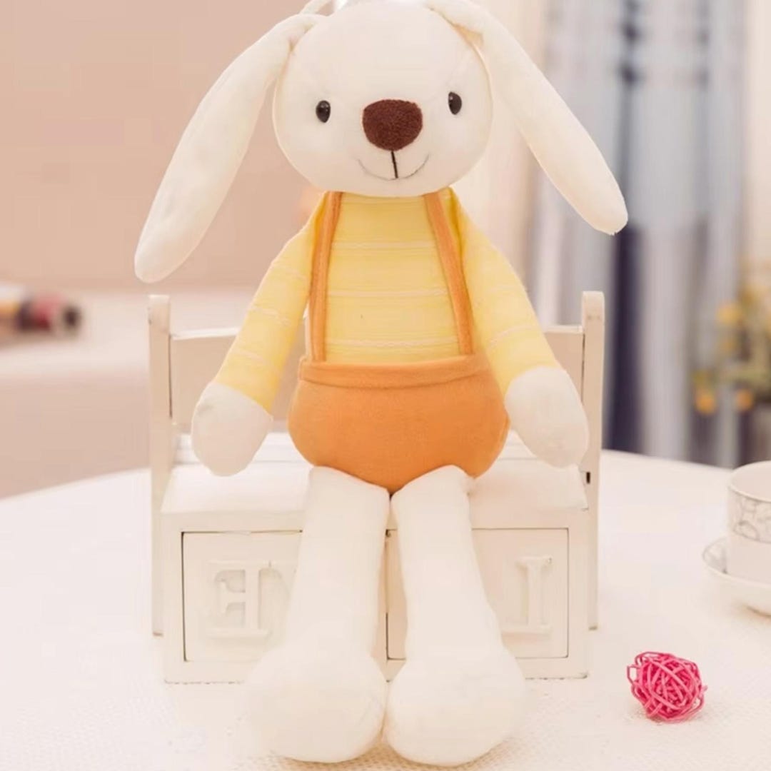 Long Ear Rabbit Plush Toy 40cm Cute Bunny Doll With Overalls Soft ...