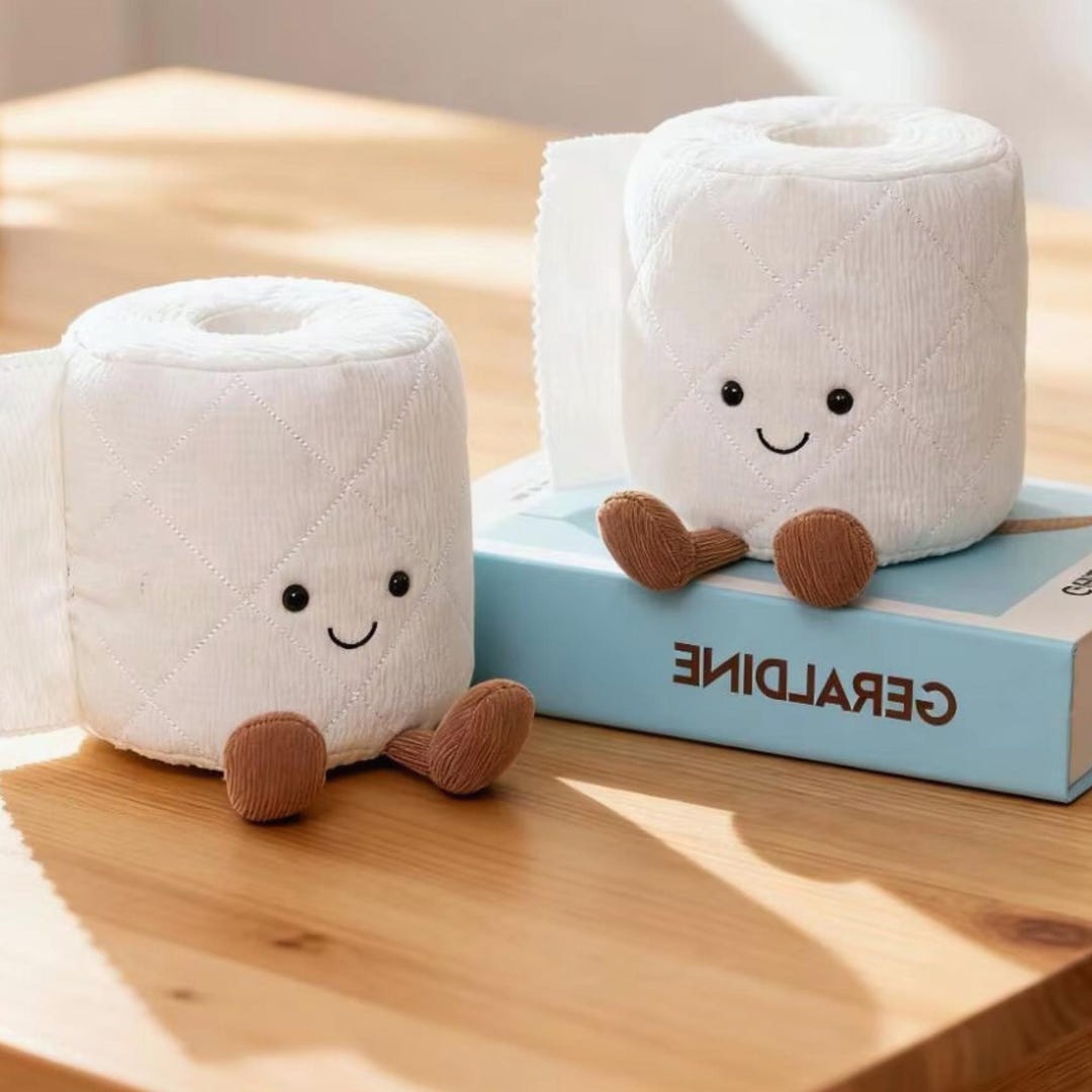 Toilet Paper Plush Toy Cute Funny Bathroom Decor Soft Stuffed Doll Gift ...