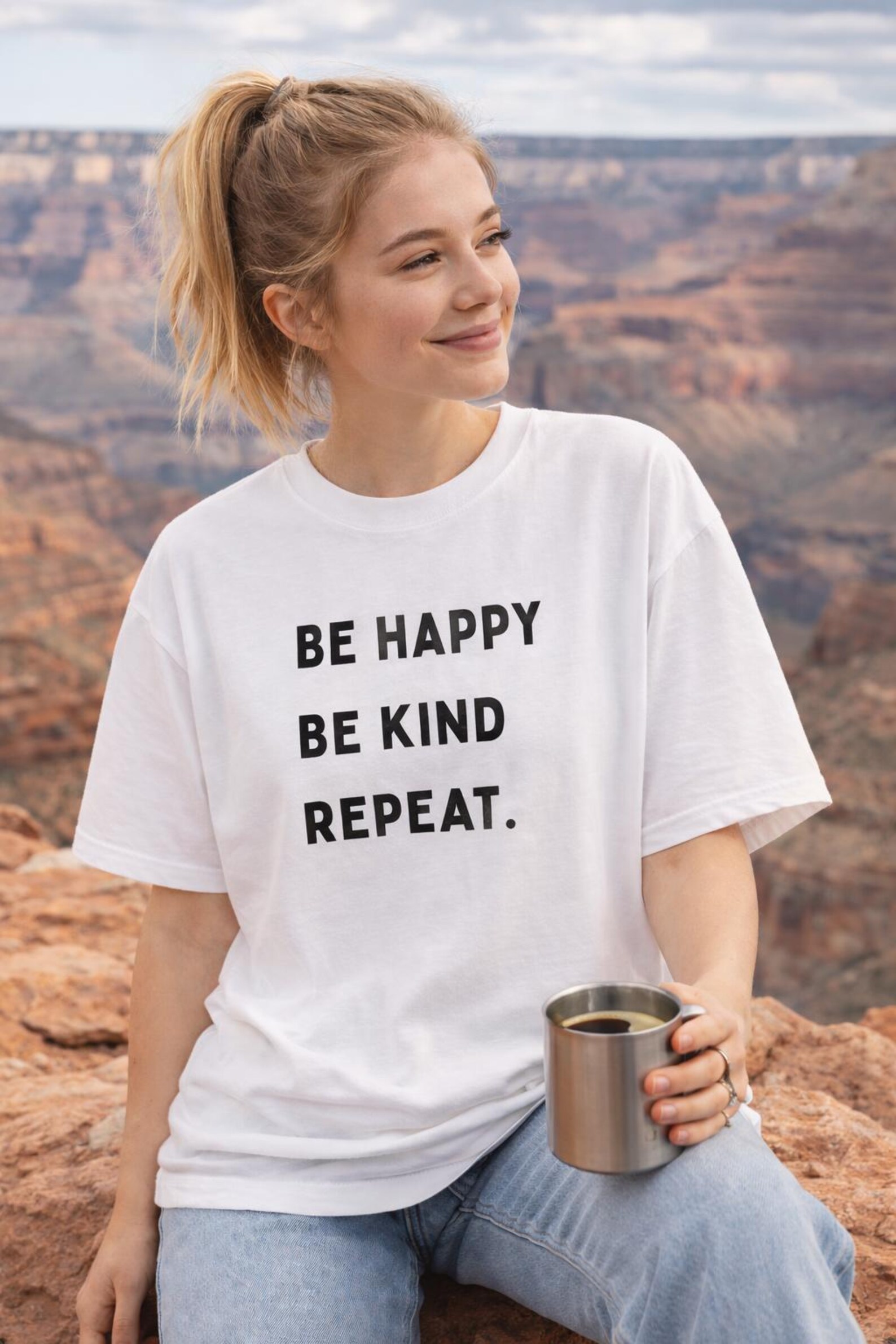 Be Happy Be Kind | Positive Message Minimalist Tee | 100% Cotton - Etsy