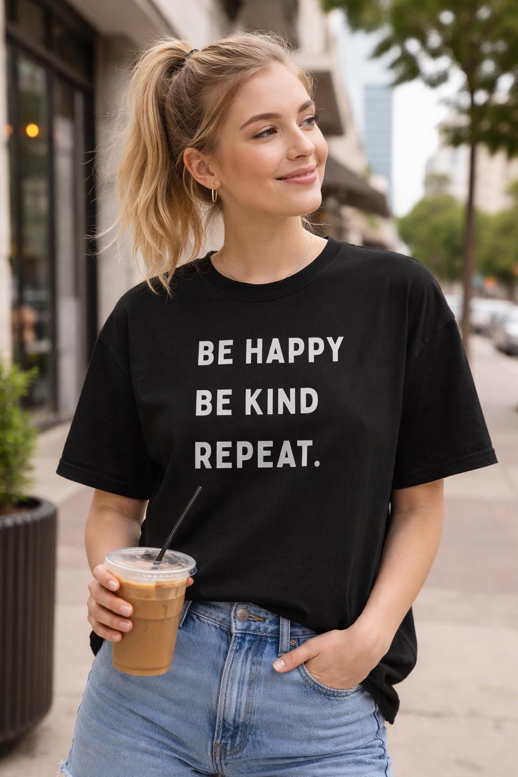 Be Happy Be Kind | Positive Message Minimalist Tee | 100% Cotton - Etsy