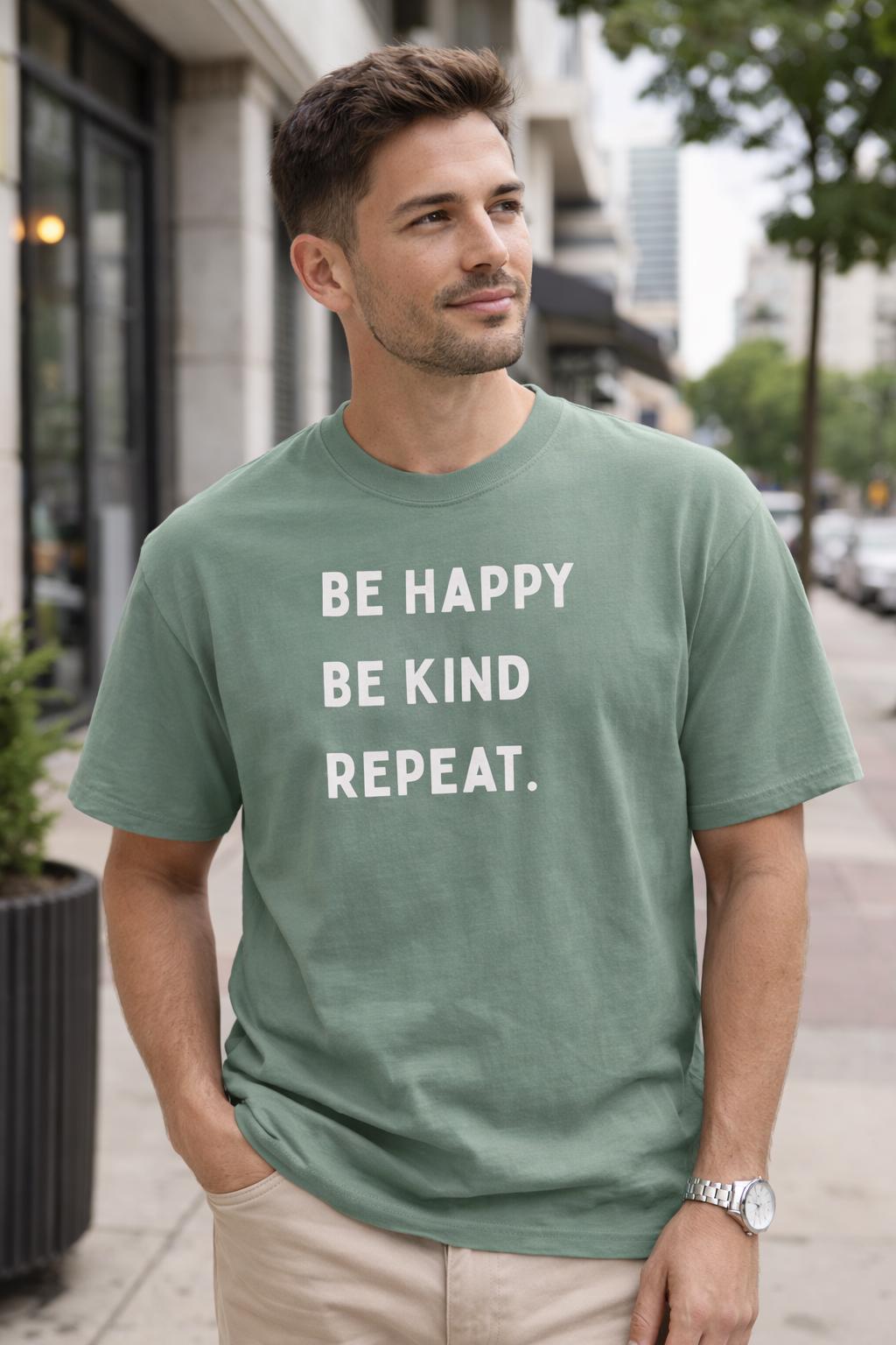 Be Happy Be Kind | Positive Message Minimalist Tee | 100% Cotton - Etsy