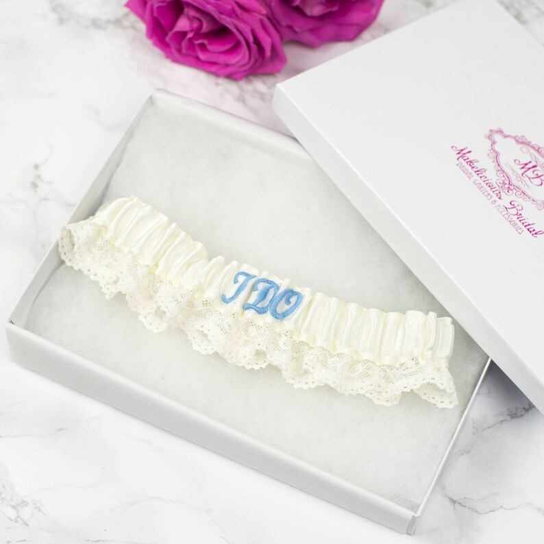 Bridal Garter Set - Embroidered 'I Do' Bridal Garter - Bridal Garter ...