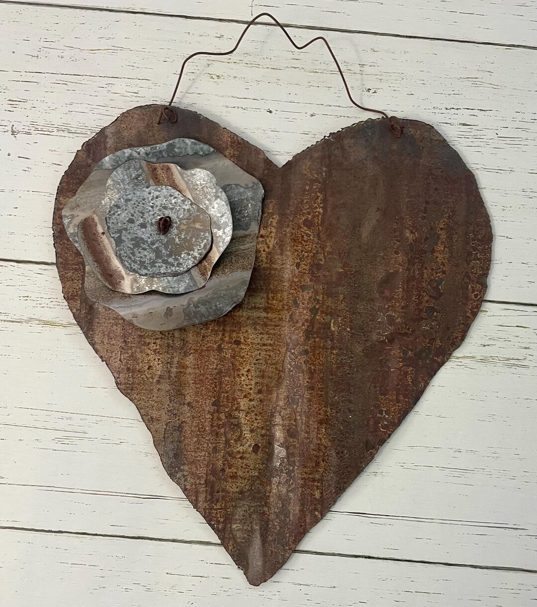 Rusty Heart Garden Decor Corrugated Tin Decor Rustic Heart Decor Wall ...