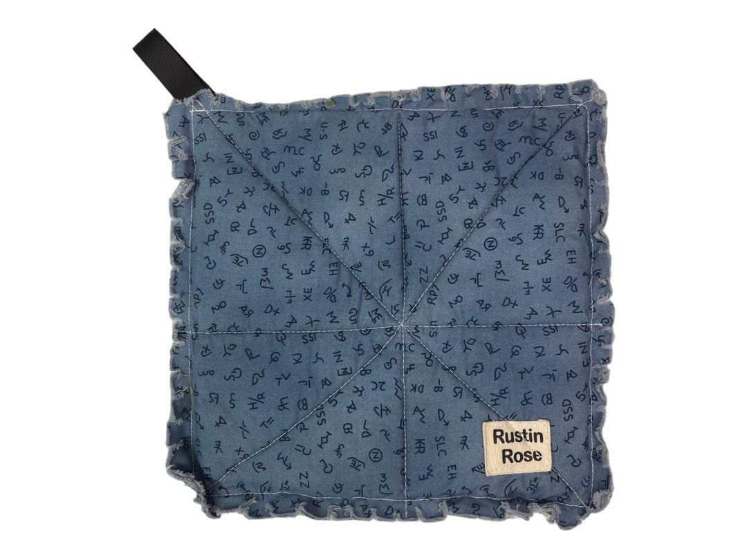 Raggy Edge Cowboy Brands Blue Potholder - Etsy