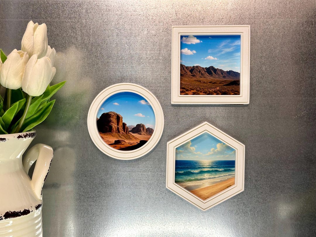 Modern Magnetic Fridge Photo Frames: Minimalist 3D Printed Decor - Set ...