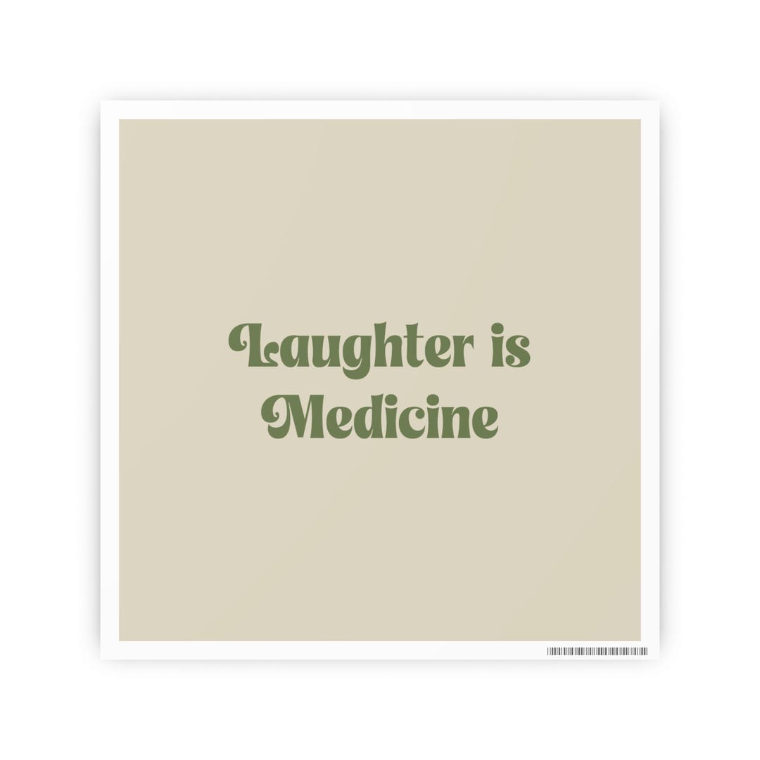 Laughter is Medicine Square Poster Typography Wall Art, Neutral Minimal ...