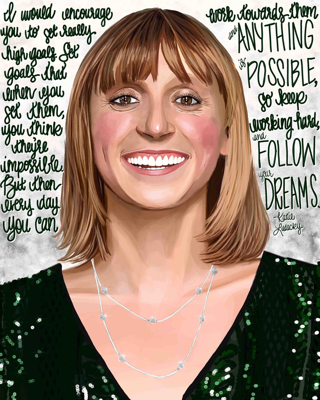 Katie Ledecky Portrait Quote Art - Digital Download - Etsy