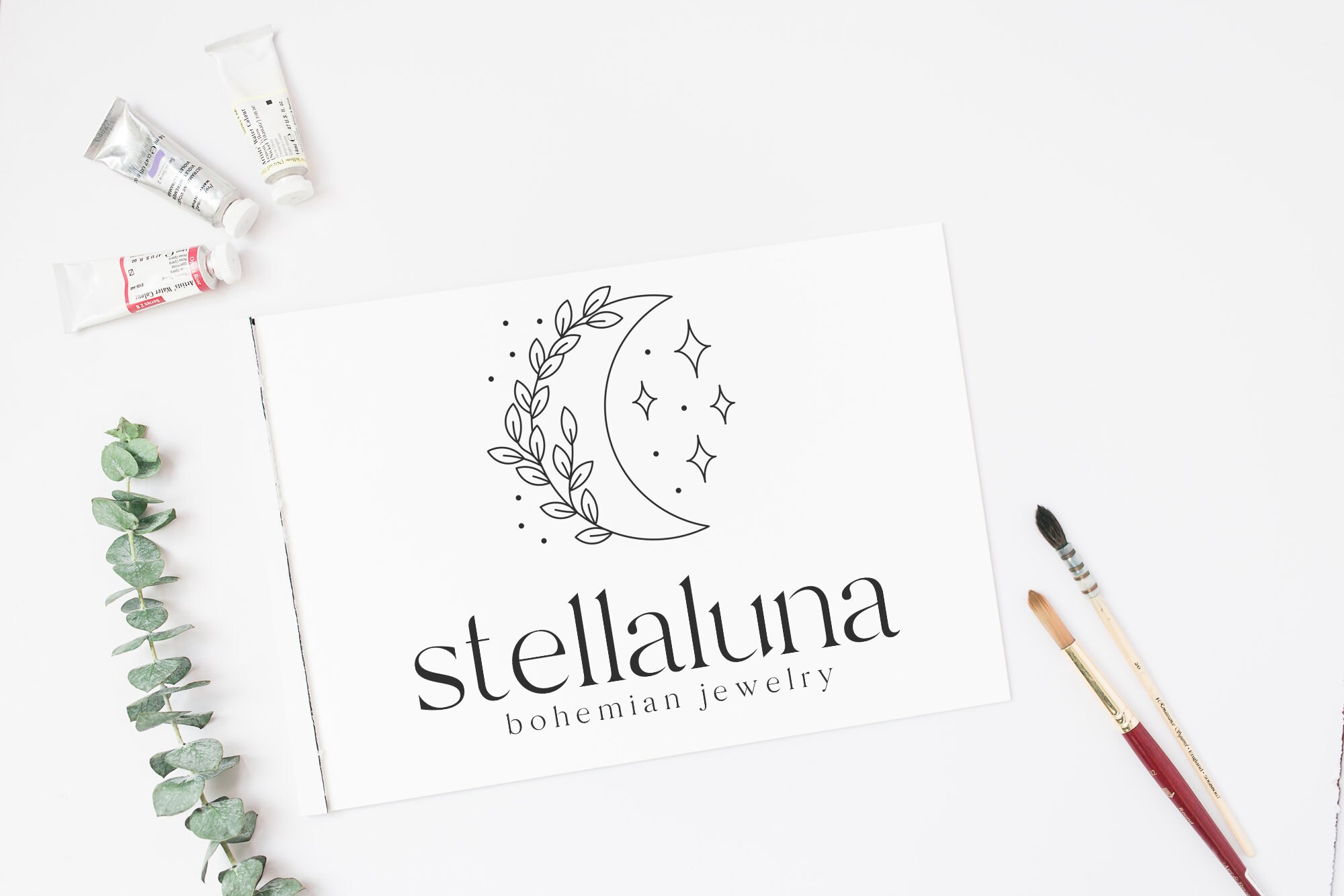 Celestial Logo, Moon Logo, Hand Drawn Logo, Alchemy Logo, Branding ...