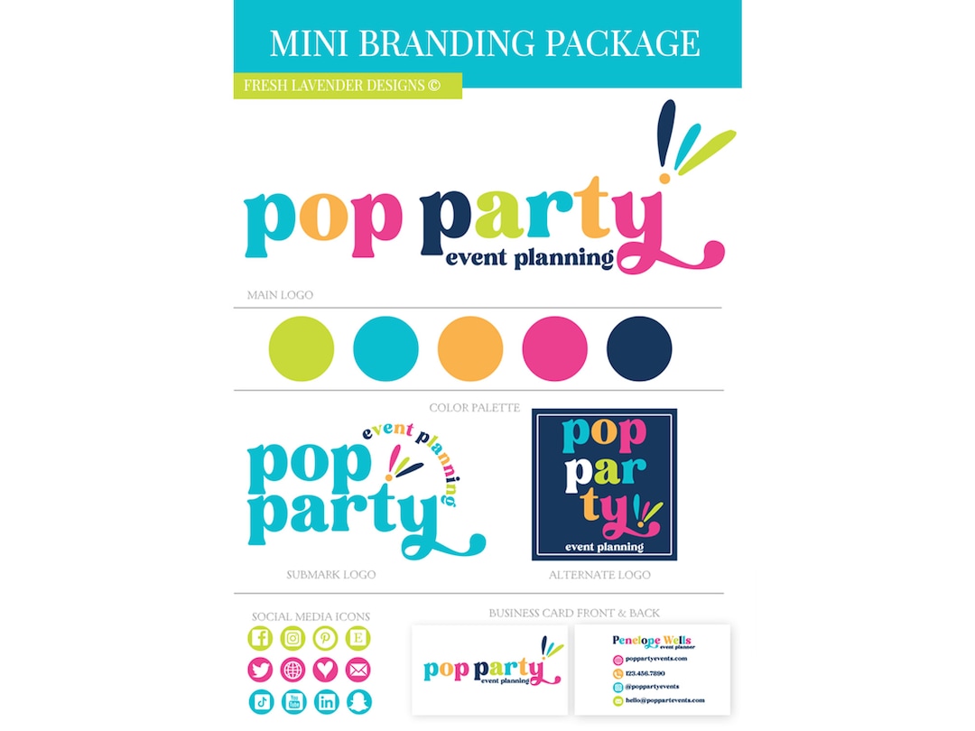Party Logo, Colorful Logo, Custom Logo, Premade Logo, Events Logo ...