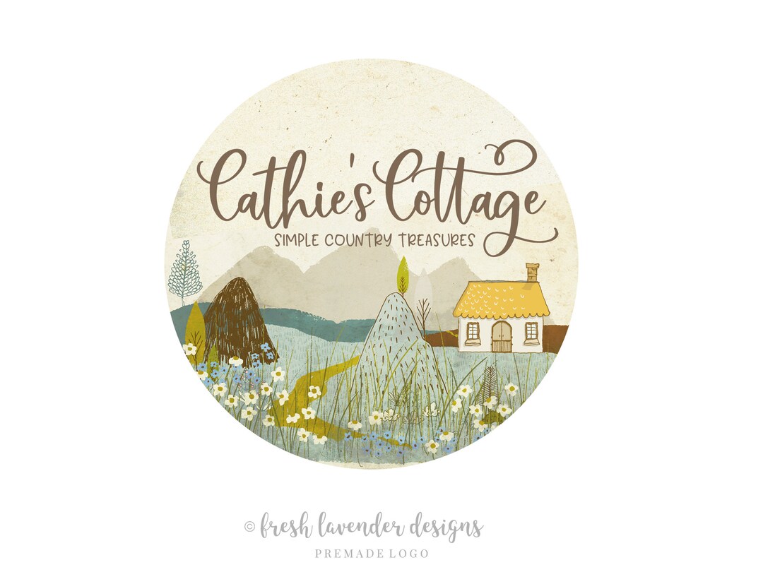 Cottage Logo, Custom Logo, Premade Logo, Hand Drawn Logo, Branding ...