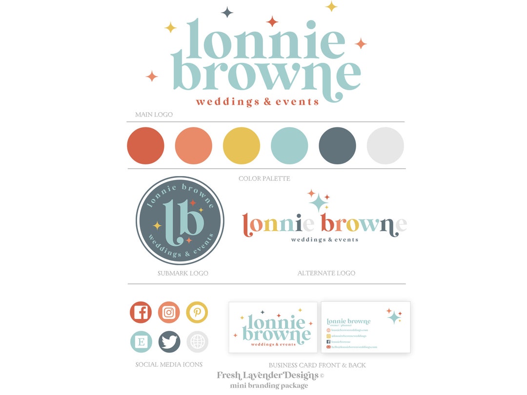 Custom Branding, Bohemian Branding Kit, Boho Retro Logo, Text Logo ...