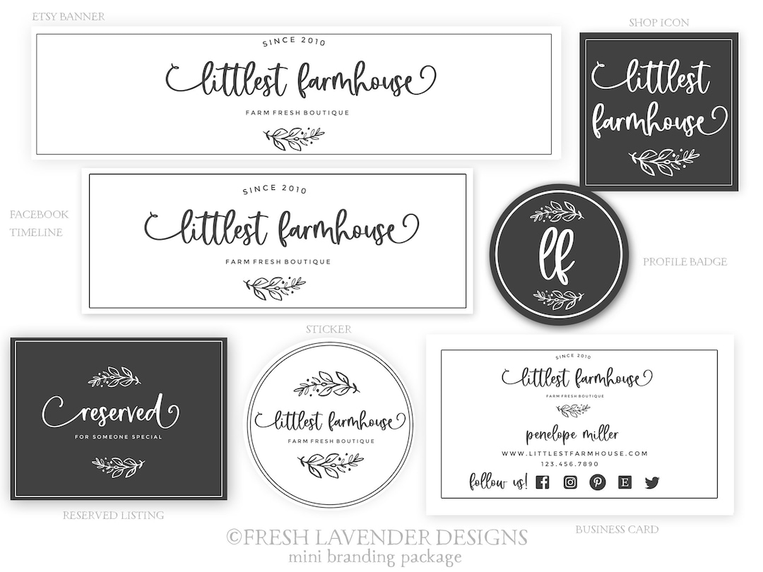 Farmhouse Logo, Custom Logo, Logo Design, Premade Logo, Cottage Logo ...